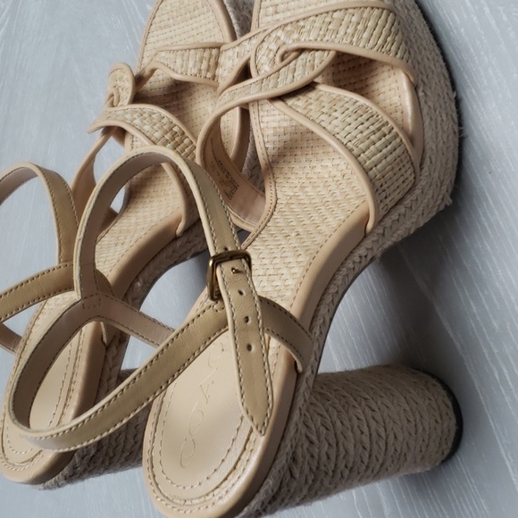 Coach | Shoes | Coach Talina Platform Raffia Dress Sandals Espadrilles ...